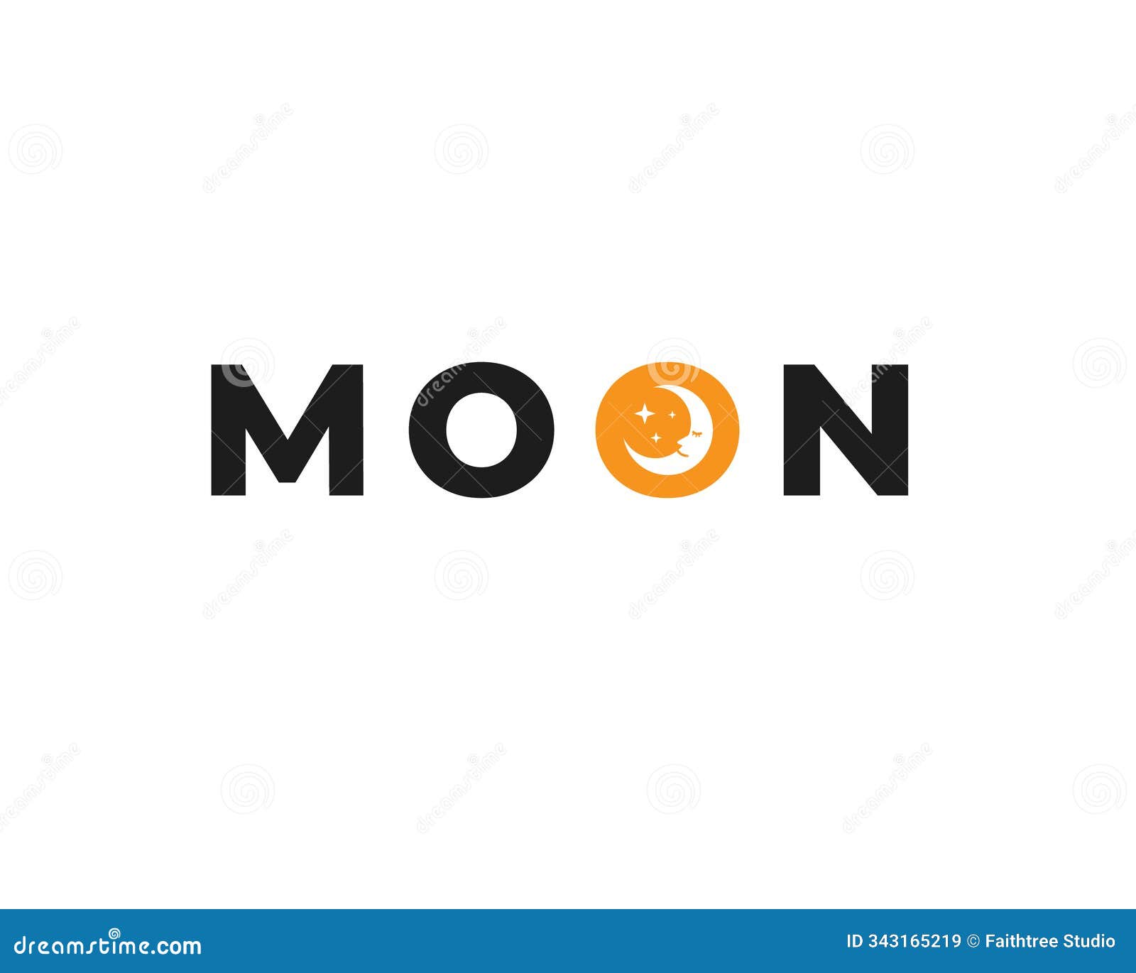Moon Wordmark Logo with Crescent Moon As Letter O Stock Vector ...