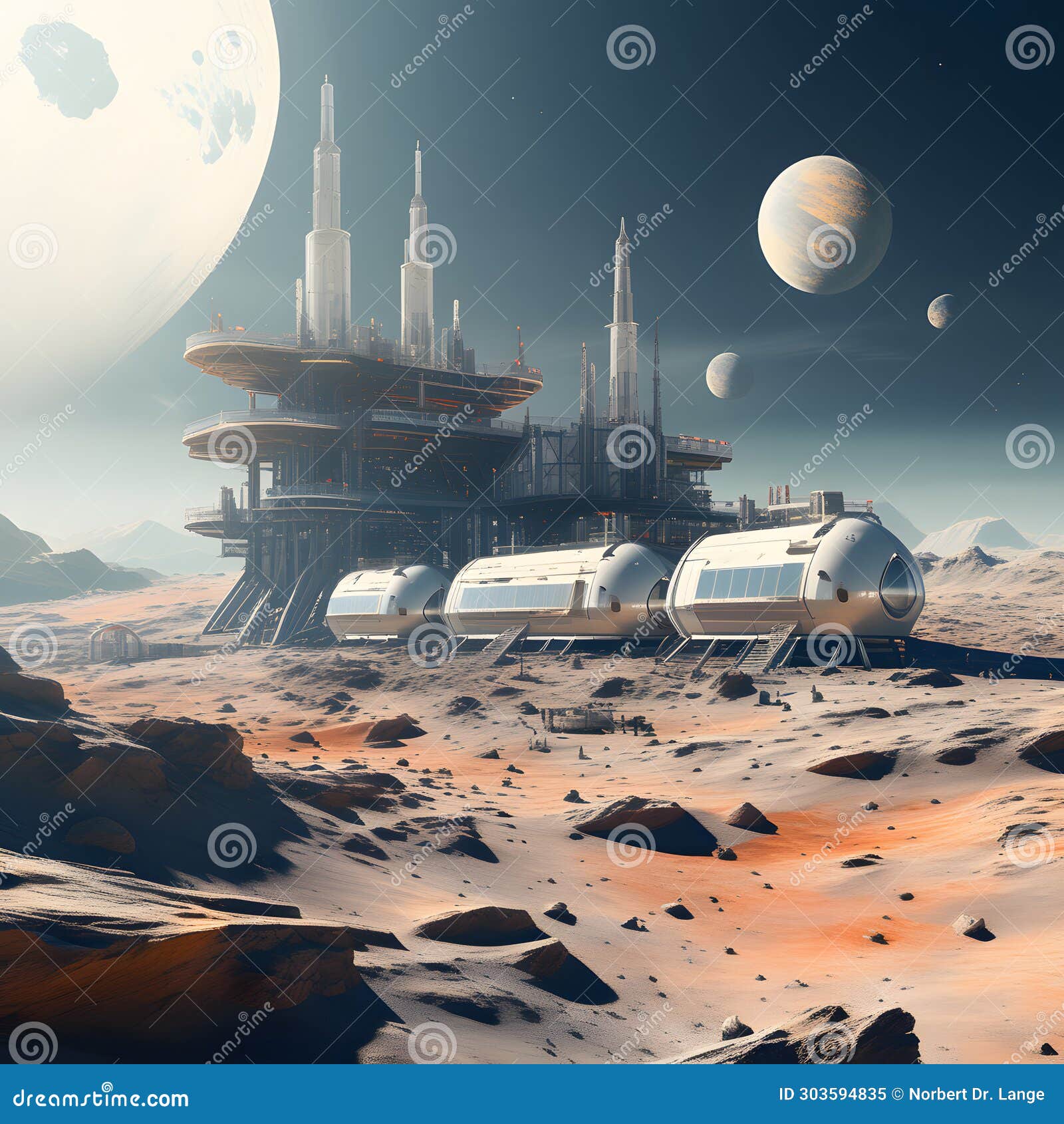 Moonbase, ai-generatet stock image. Image of expanse - 303594835