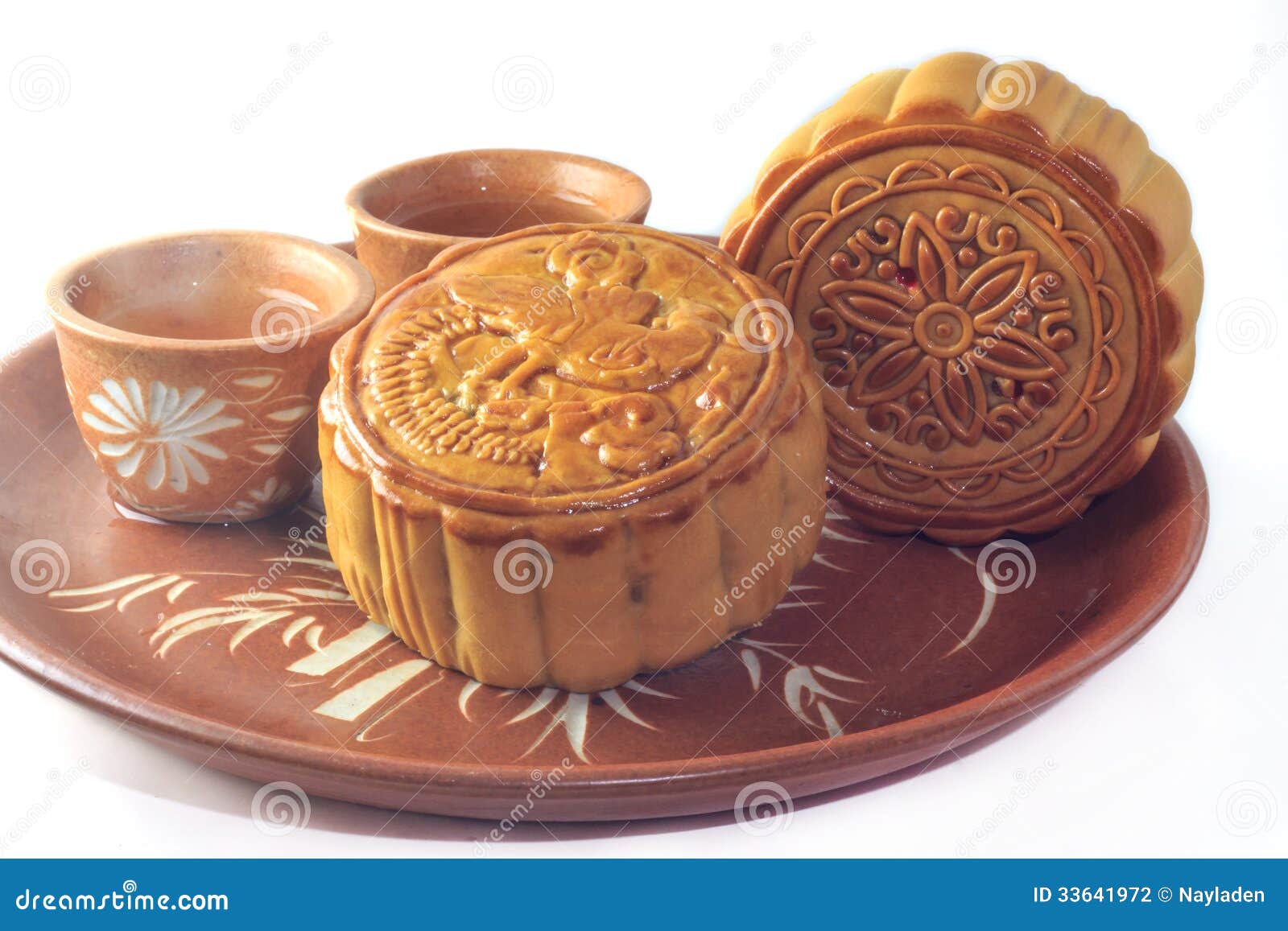 Mooncake on a plate stock photo. Image of oriental, festival - 33641972