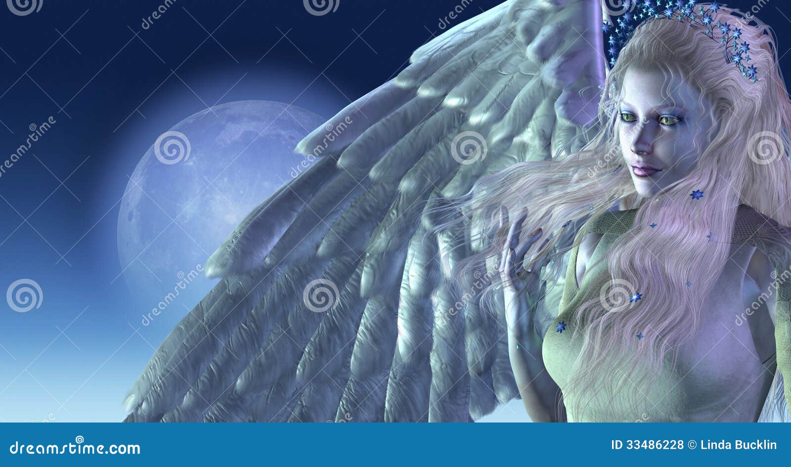 Moonlight Angel stock illustration. Illustration of female - 33486228