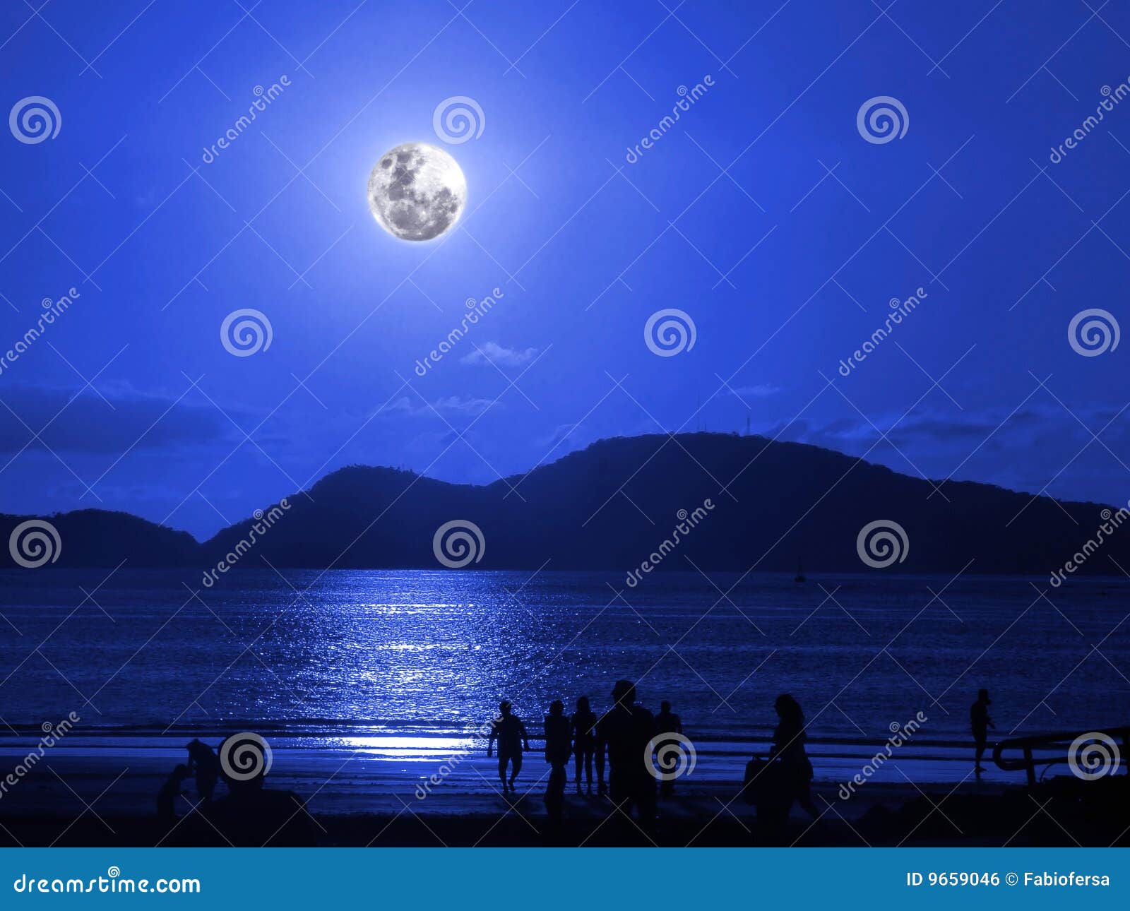 Moonlight on the beach stock photo. Image of water, brazil - 9659046