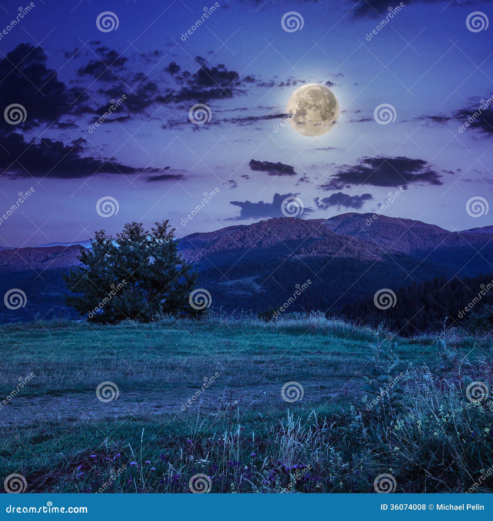 Moonlight Beams in Highland Stock Photo - Image of mountain, light ...