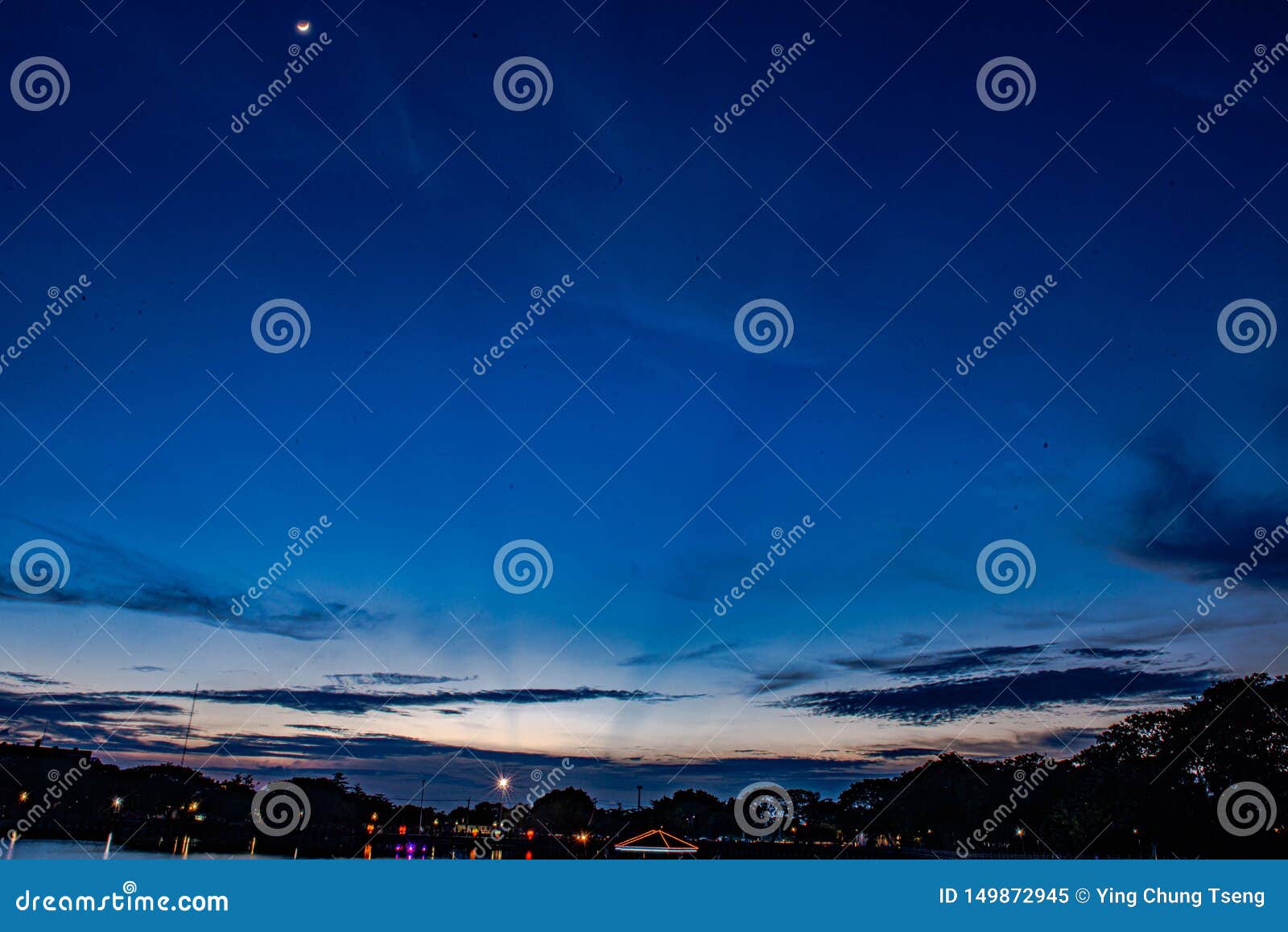 Moonlight, Blues, Sun Reflected Clouds Stock Image - Image of clouds ...
