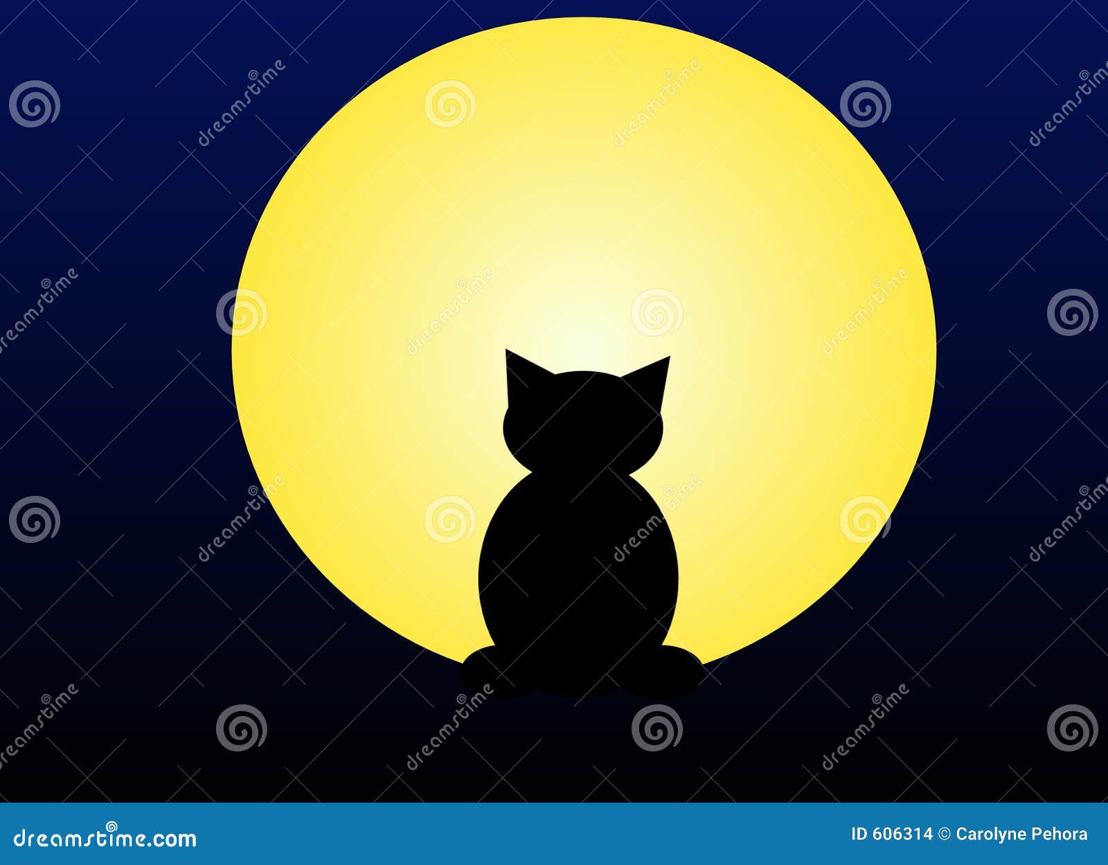 Moonlight cat stock illustration. Illustration of moon - 606314