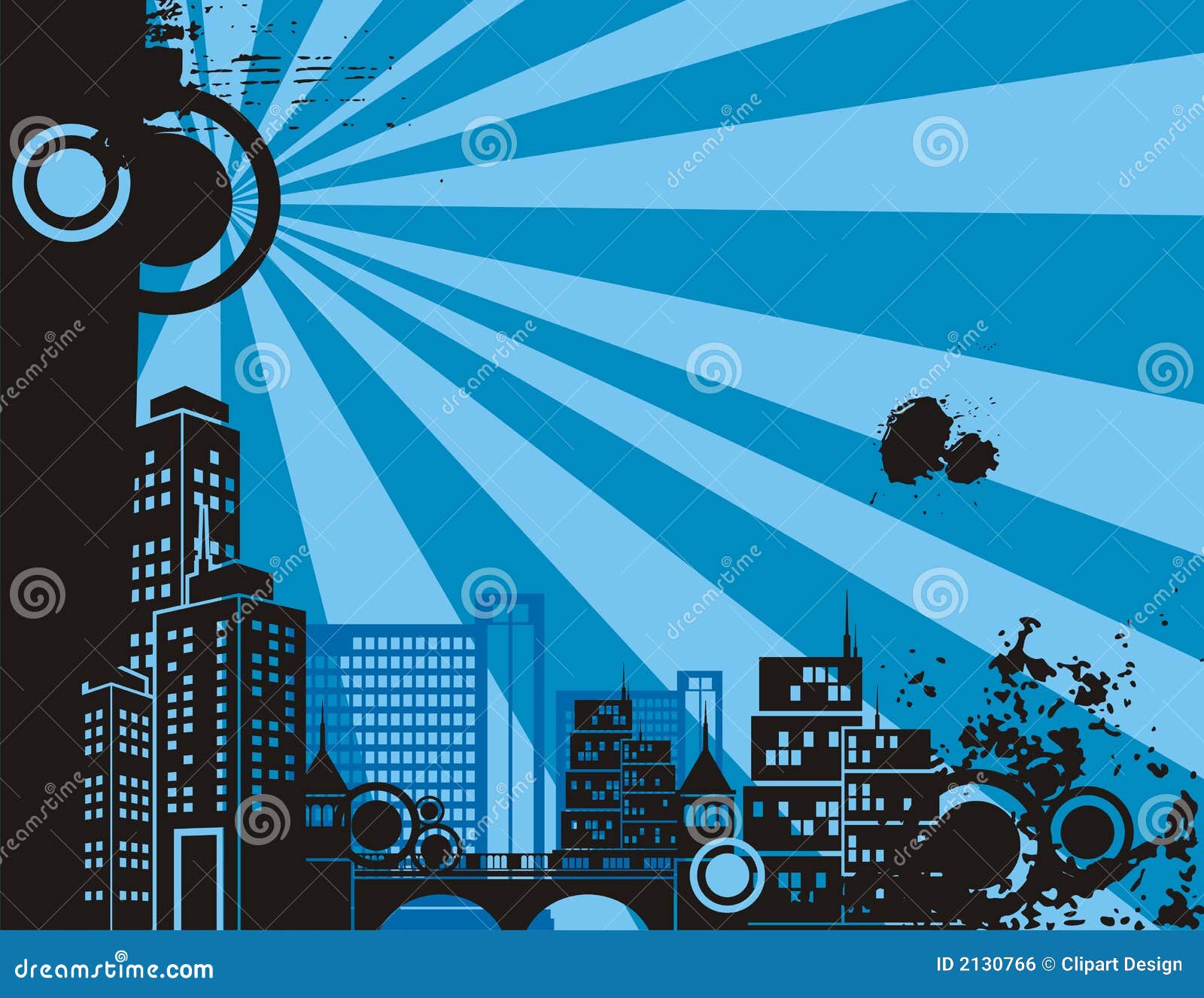 Moonlight City Background Vector Illustration | CartoonDealer.com #2130766