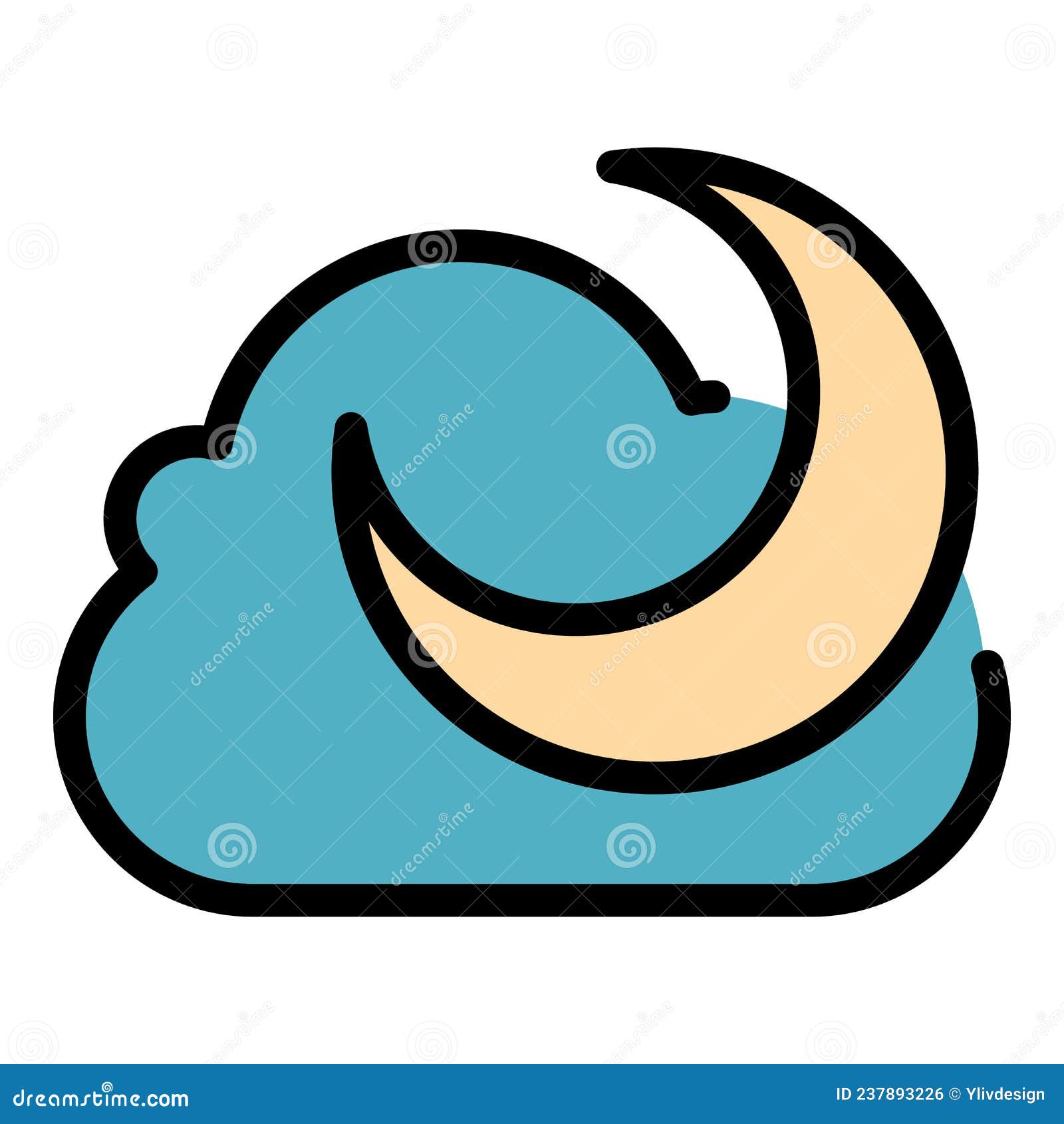 Moonlight Cloud Icon Color Outline Vector Stock Vector - Illustration ...