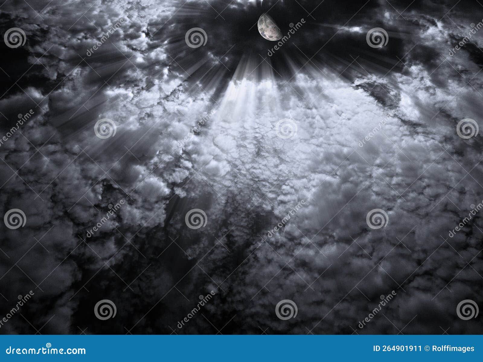 Moonlight in clouds stock illustration. Illustration of creation ...