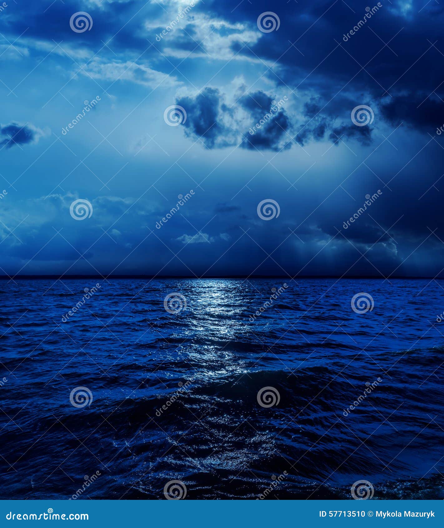 Moonlight in Clouds Over Water Stock Photo - Image of abstract, cloud ...