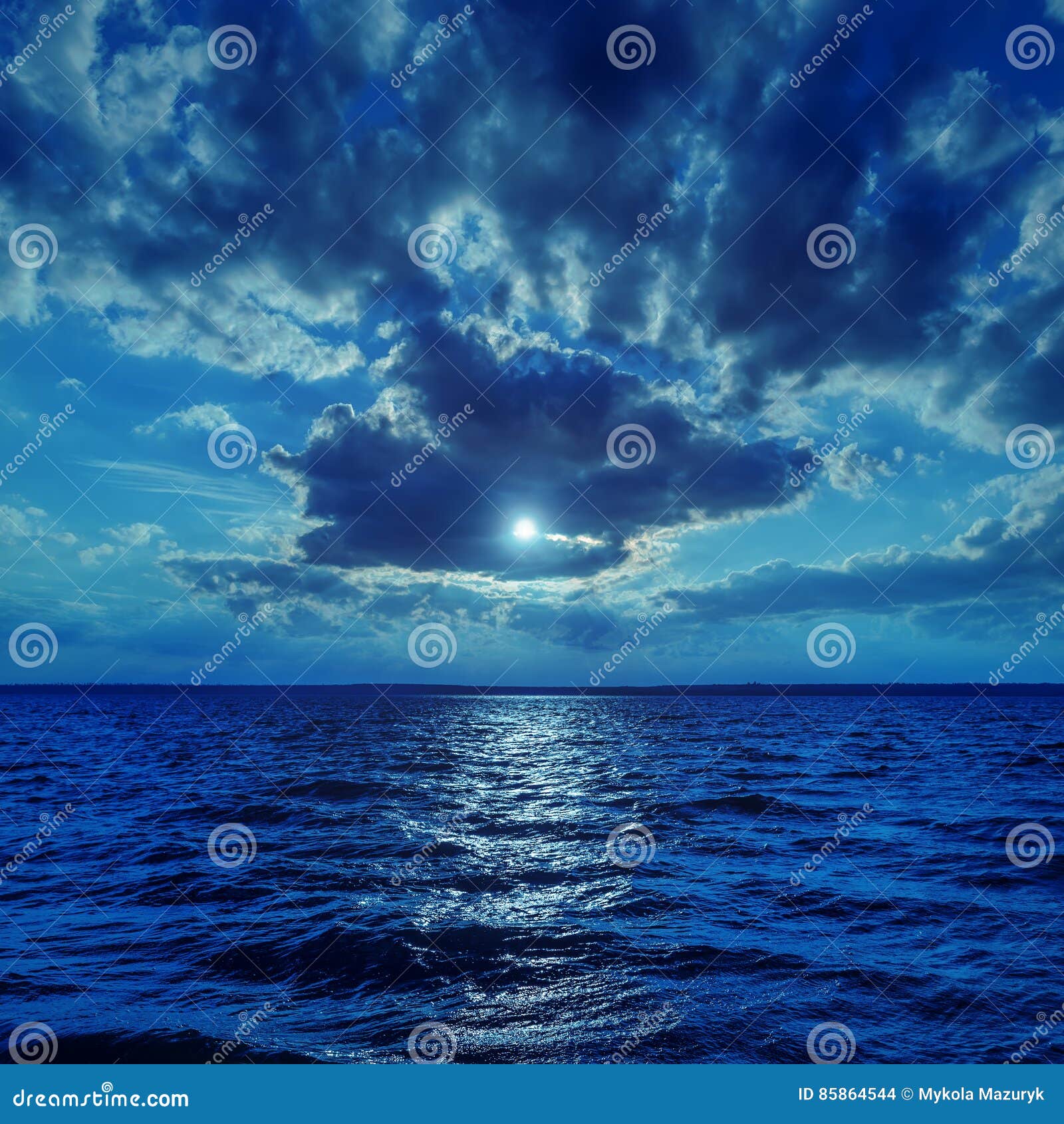 Moonlight in Clouds Over Water Stock Photo - Image of natural, night ...