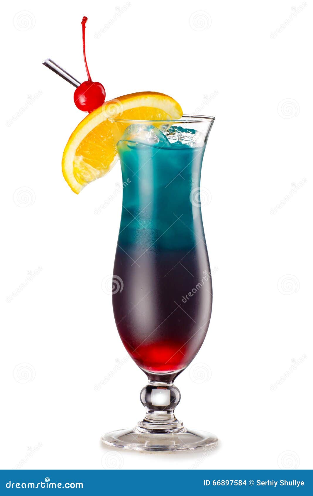Moonlight Cocktail with a Slice of Orange and Cherry Isolated Stock ...