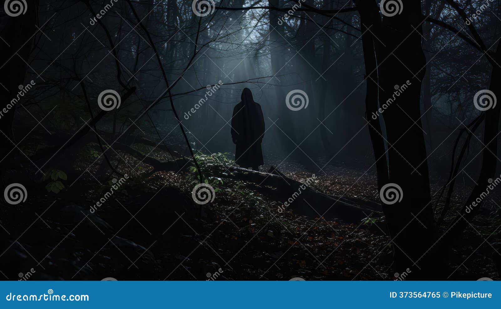 Dark Figure In Misty Forest Royalty-Free Stock Photography ...