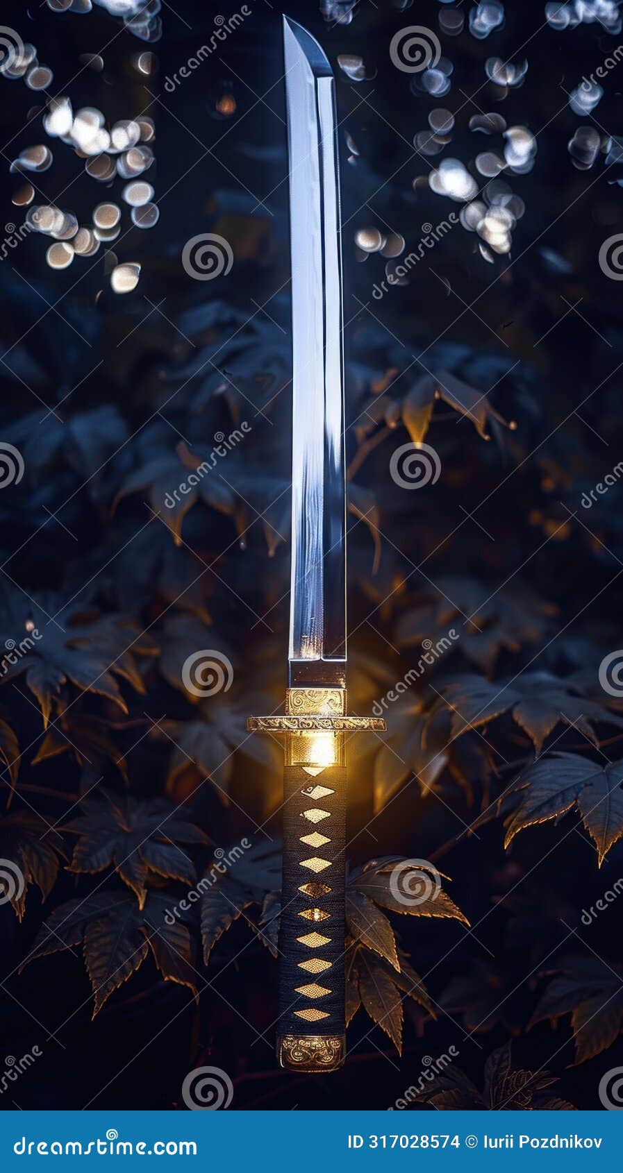 The Ninja Blade Reflects Moonlight in a Vertical Frame, Creating a ...