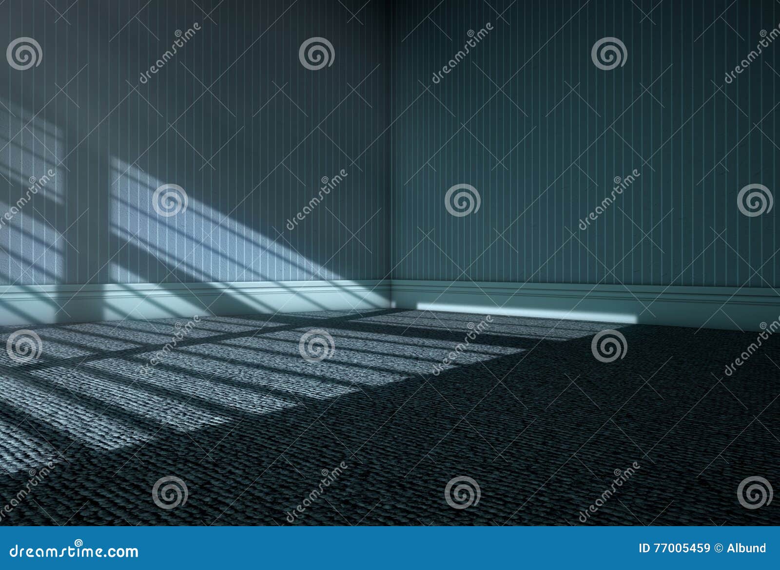 Moonlight into Empty Room stock image. Image of bright - 77005459