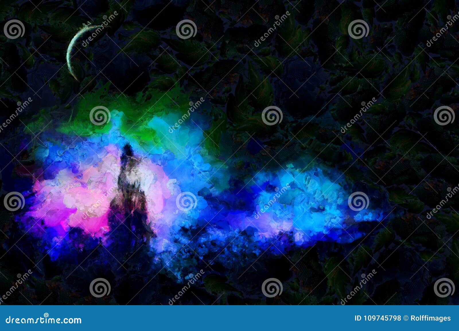 In the moonlight stock illustration. Illustration of full - 109745798