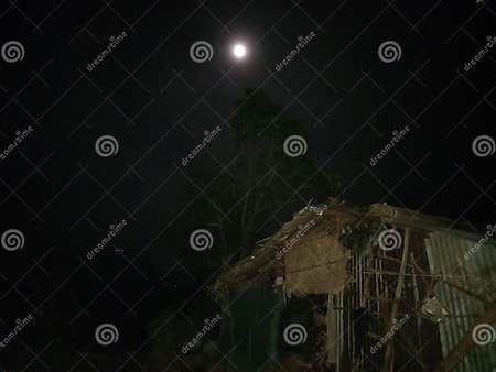 Moonlight hut stock photo. Image of night, scene, moonlight - 193430220
