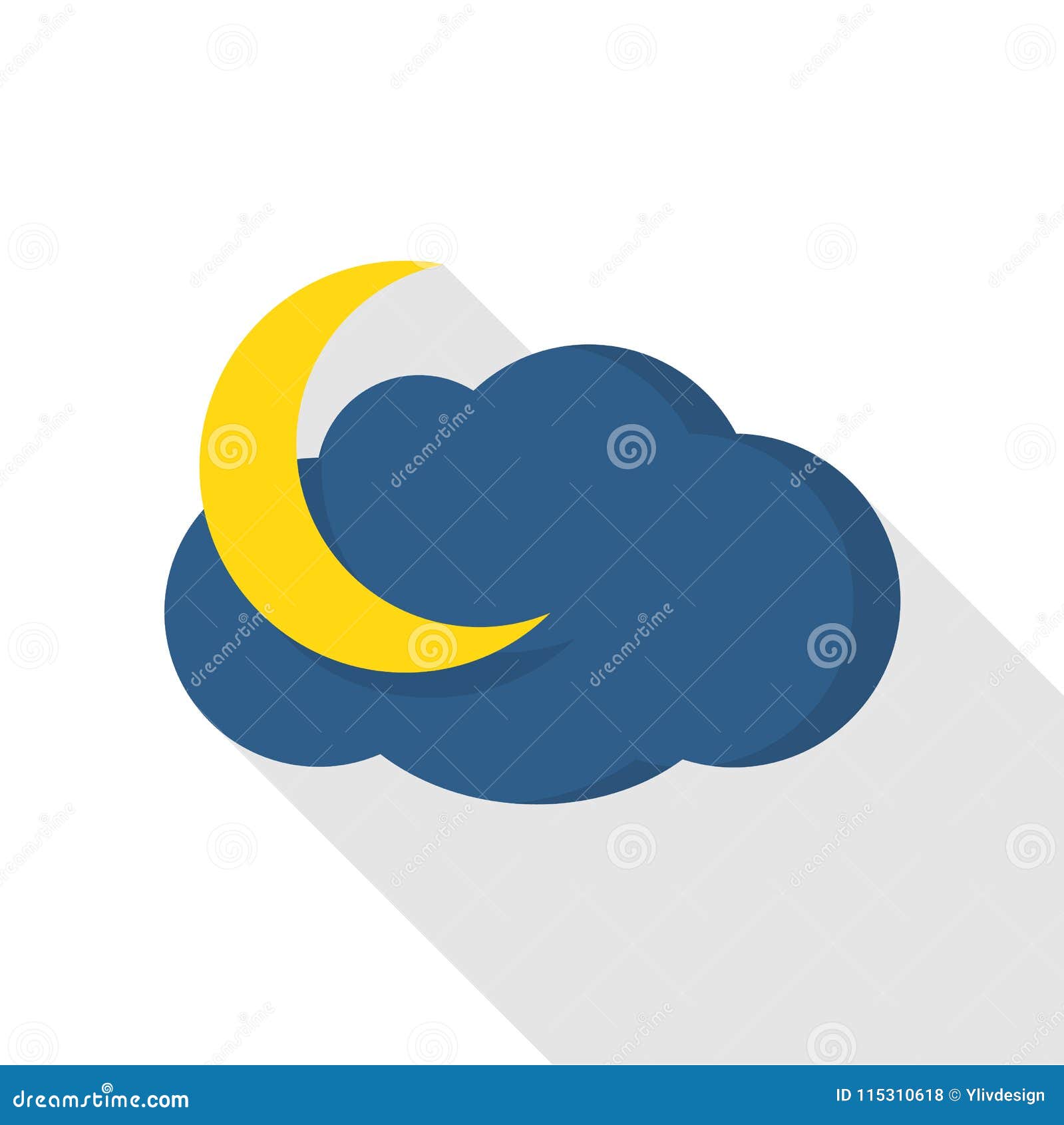 Moonlight icon, flat style stock vector. Illustration of surface ...