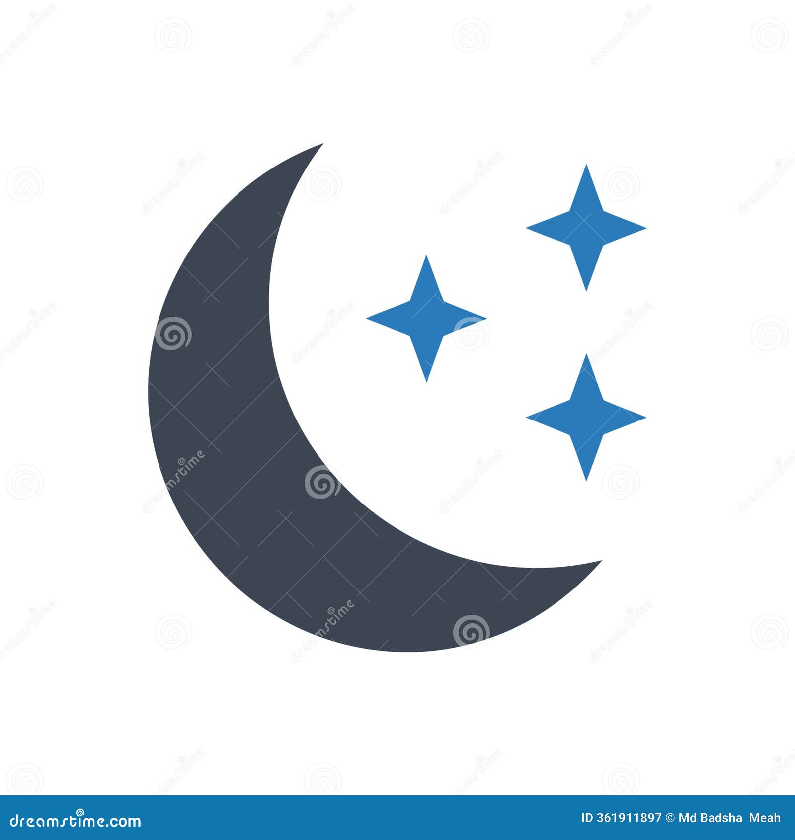 Moonlight Icon stock illustration. Illustration of crescent - 361911897