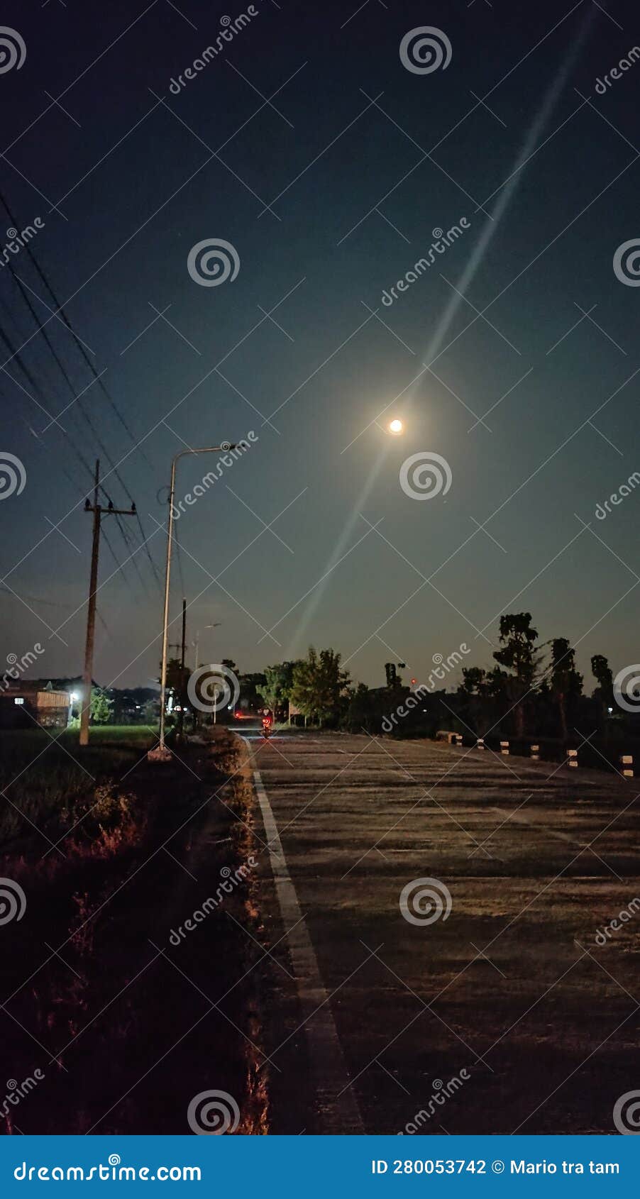 Moonlight Illuminates the Highway Stock Photo - Image of night, streets ...