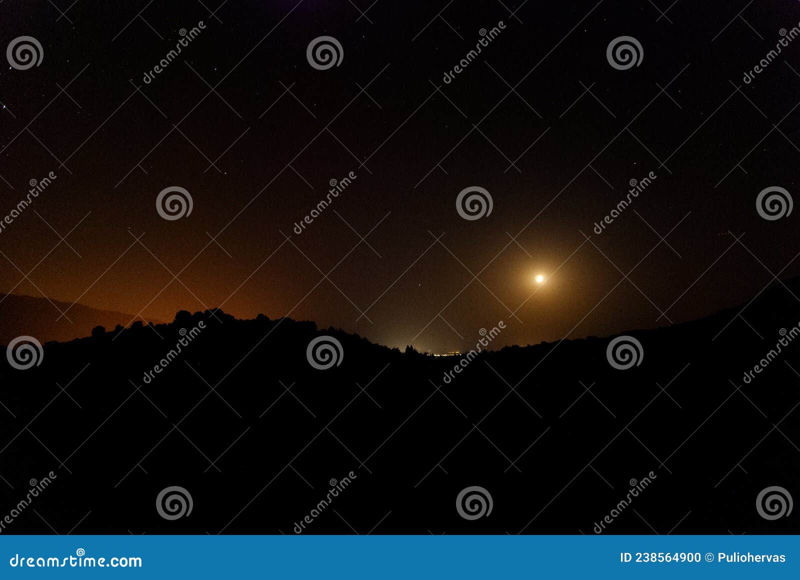 Moonlight Illuminating Horizontal Mountain Silhouette with Starry Sky 2 ...