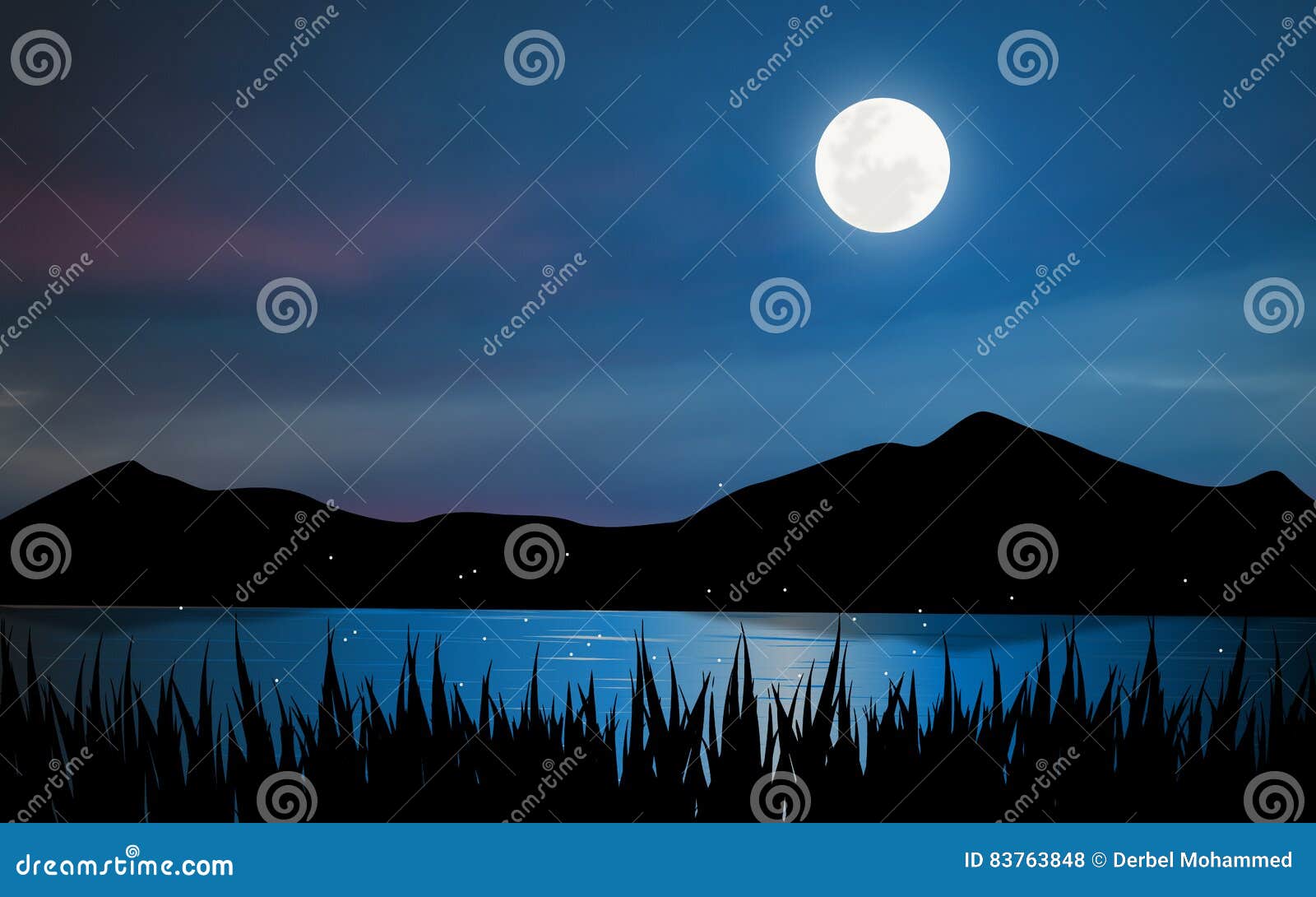 Moonlight lake. stock photo. Image of moonlight, purple - 83763848