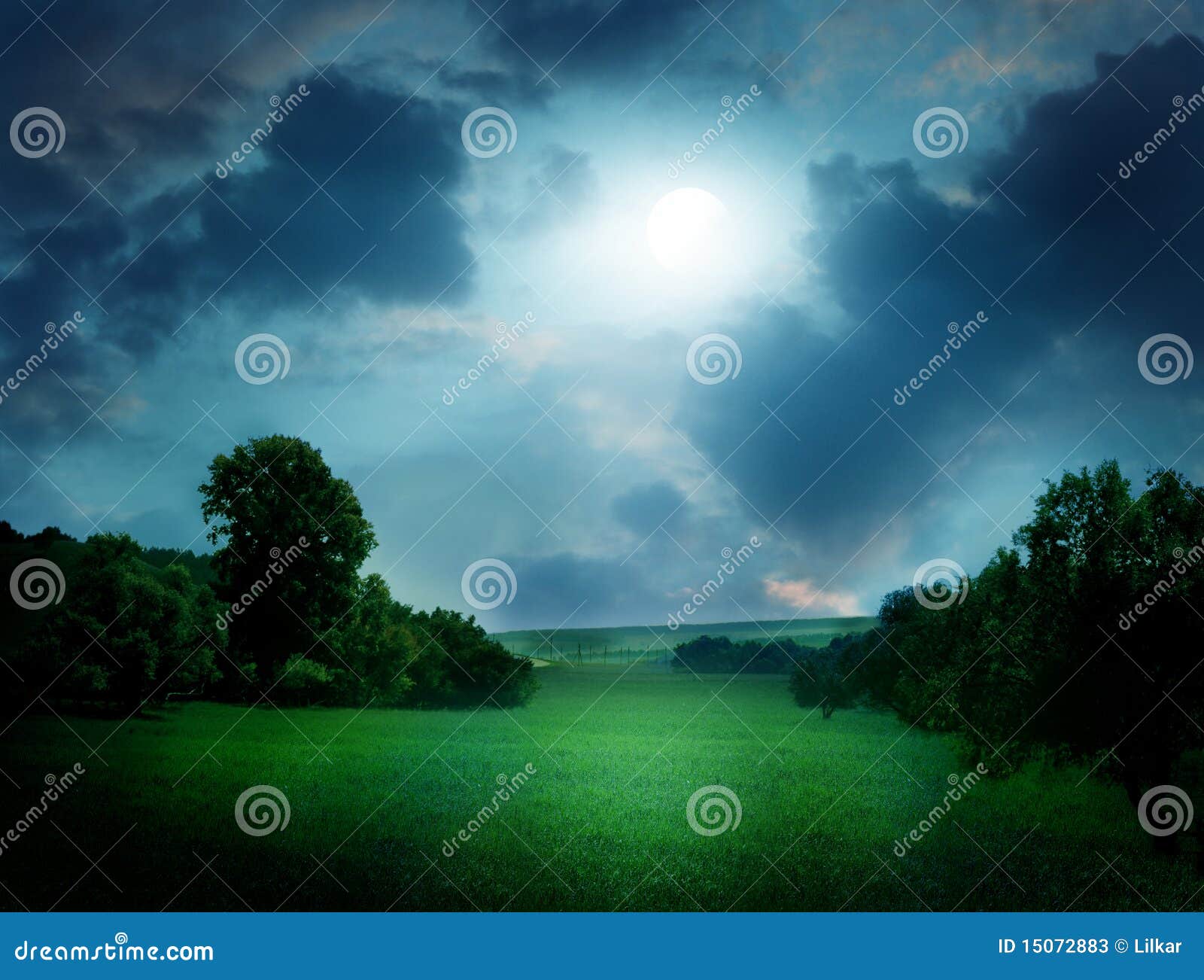 Moonlight landscape stock image. Image of season, night - 15072883
