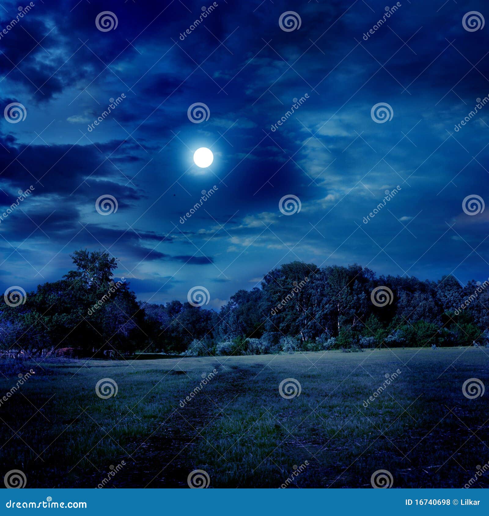 Moonlight Landscape Of Vettore Mountain. Italy Stock Image ...