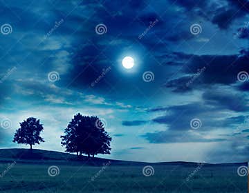 Moonlight landscape stock image. Image of skyline, nature - 17903701