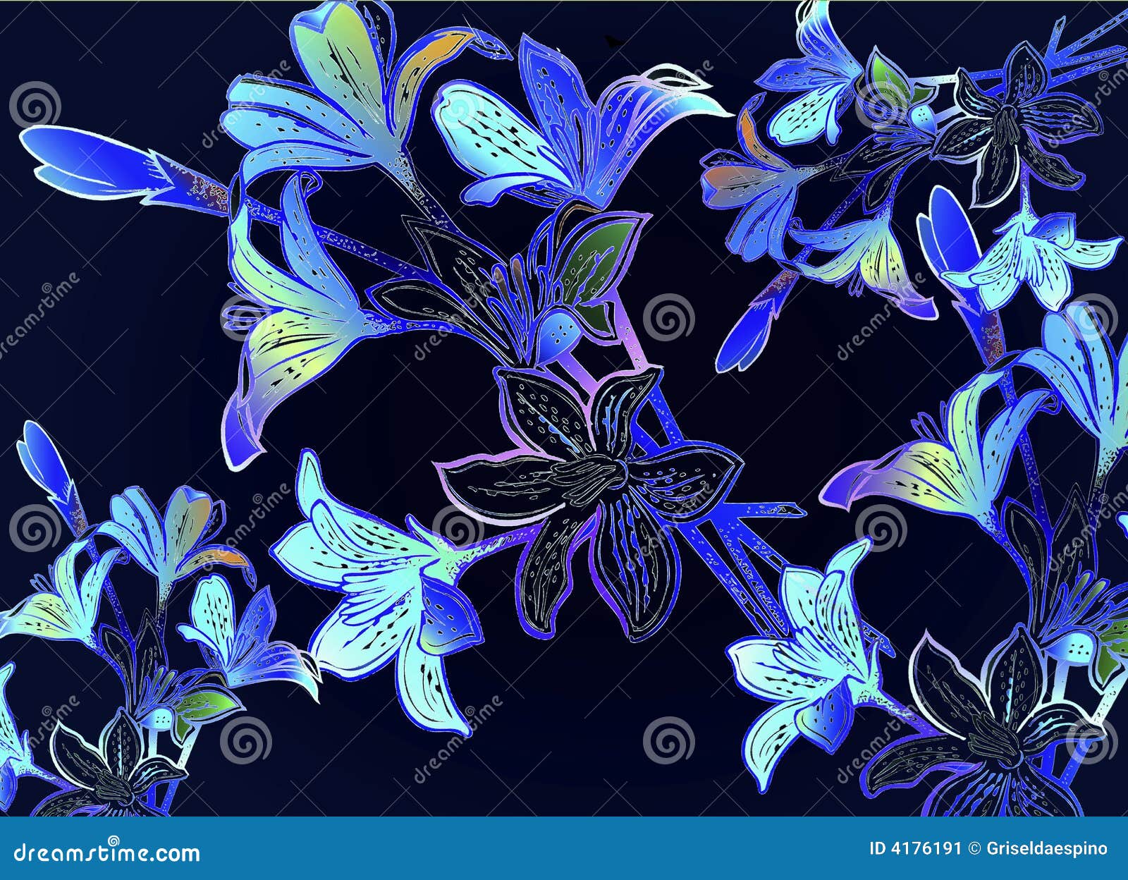 Moonlight Lilly stock illustration. Illustration of glowing - 4176191