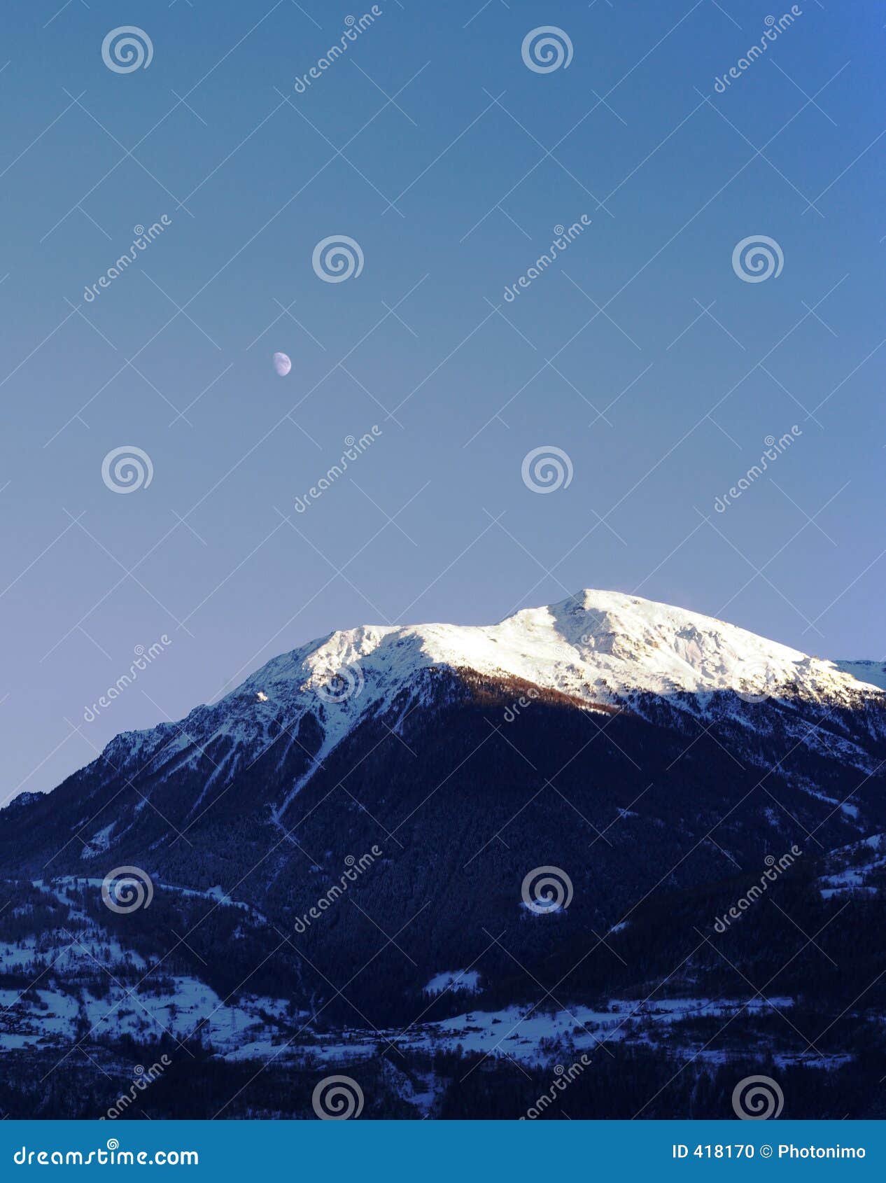 Moonlight and mountain stock photo. Image of shine, moon - 418170