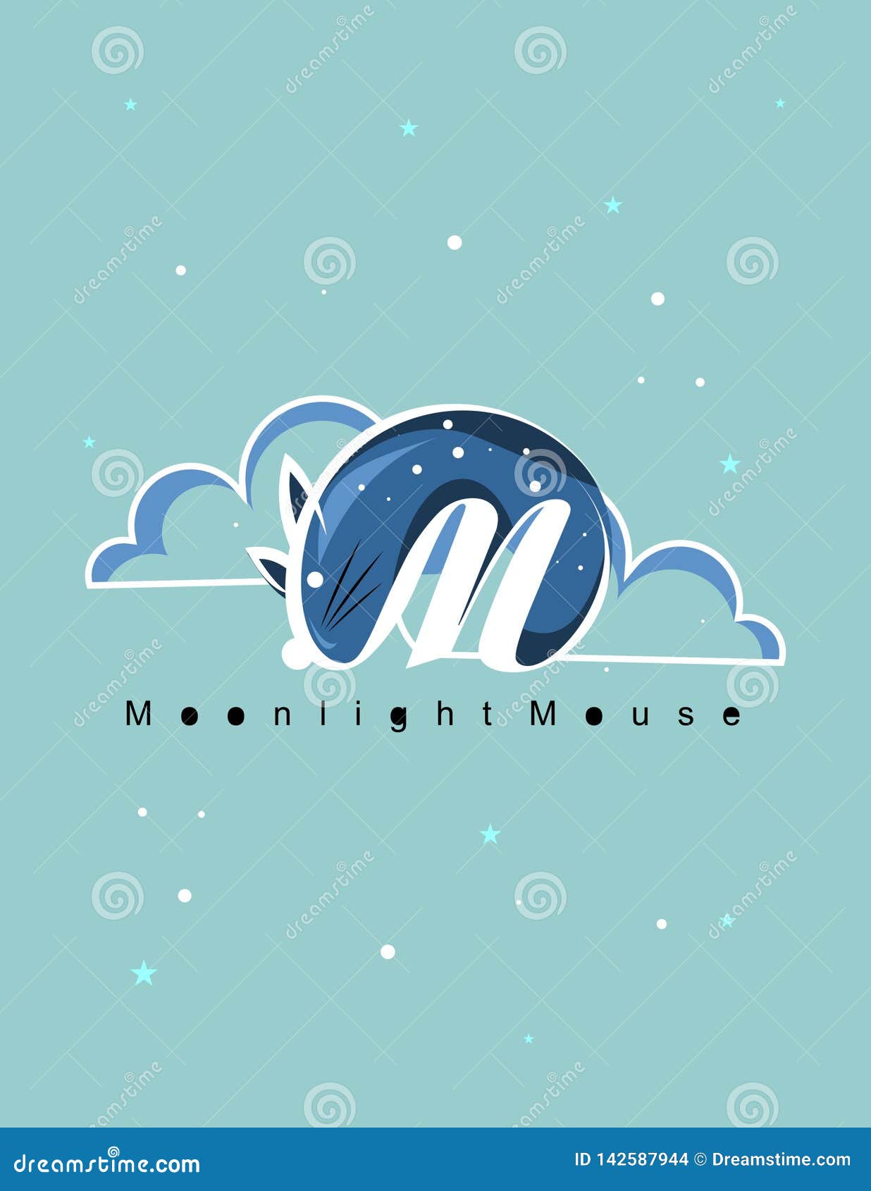 Moonlight Mouse Logo stock illustration. Illustration of mouse - 142587944