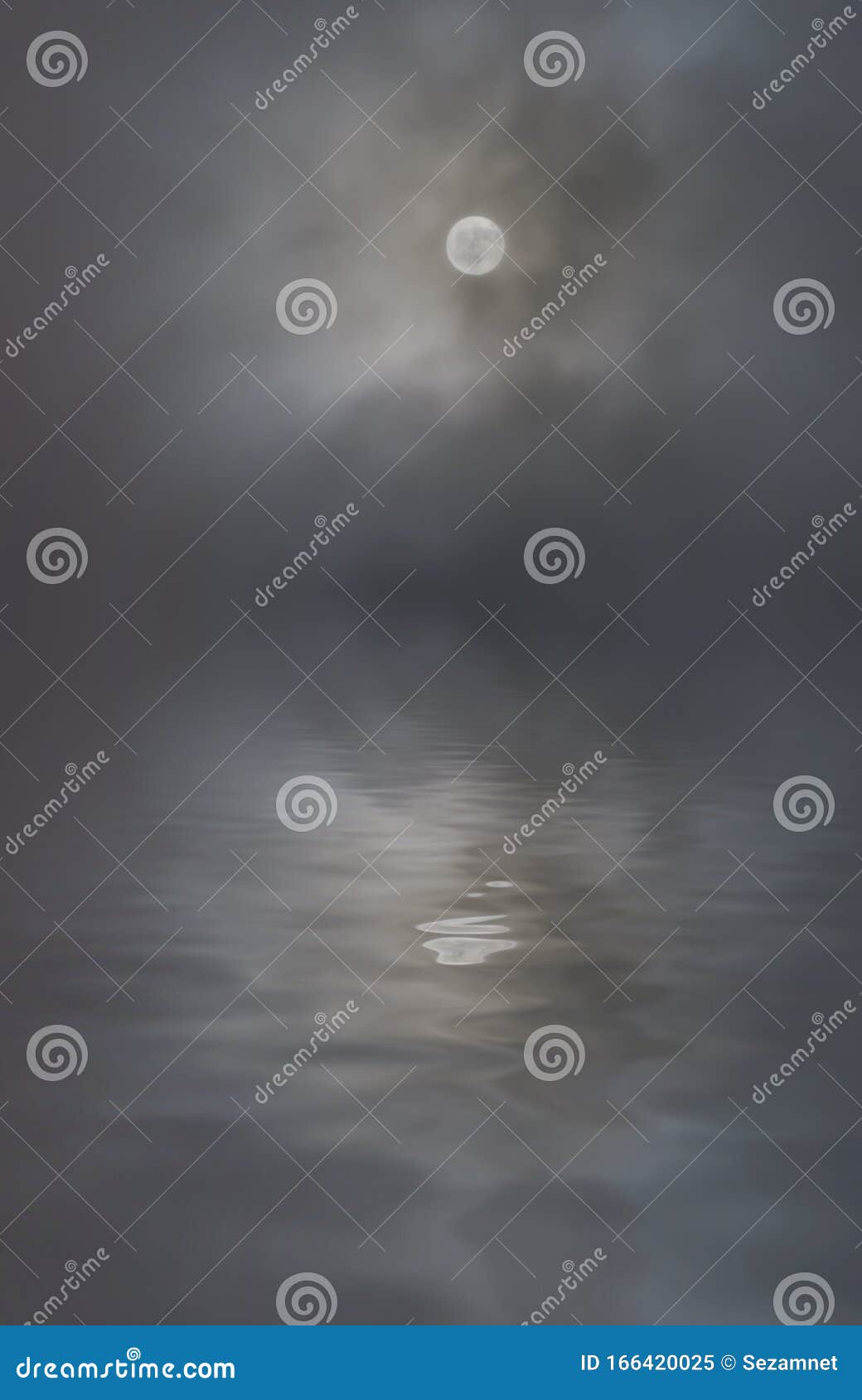 Moonlight Night Landscape Clouds Reflection in Water Stock Image ...