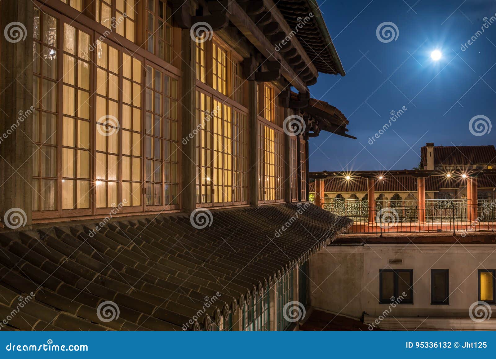 Moonlight Over Building Architecture Stock Photo - Image of evening ...