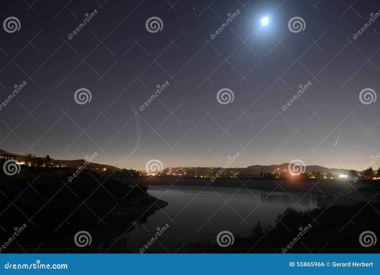 Moonlight over lake stock photo. Image of mountains, moonlight - 55865966