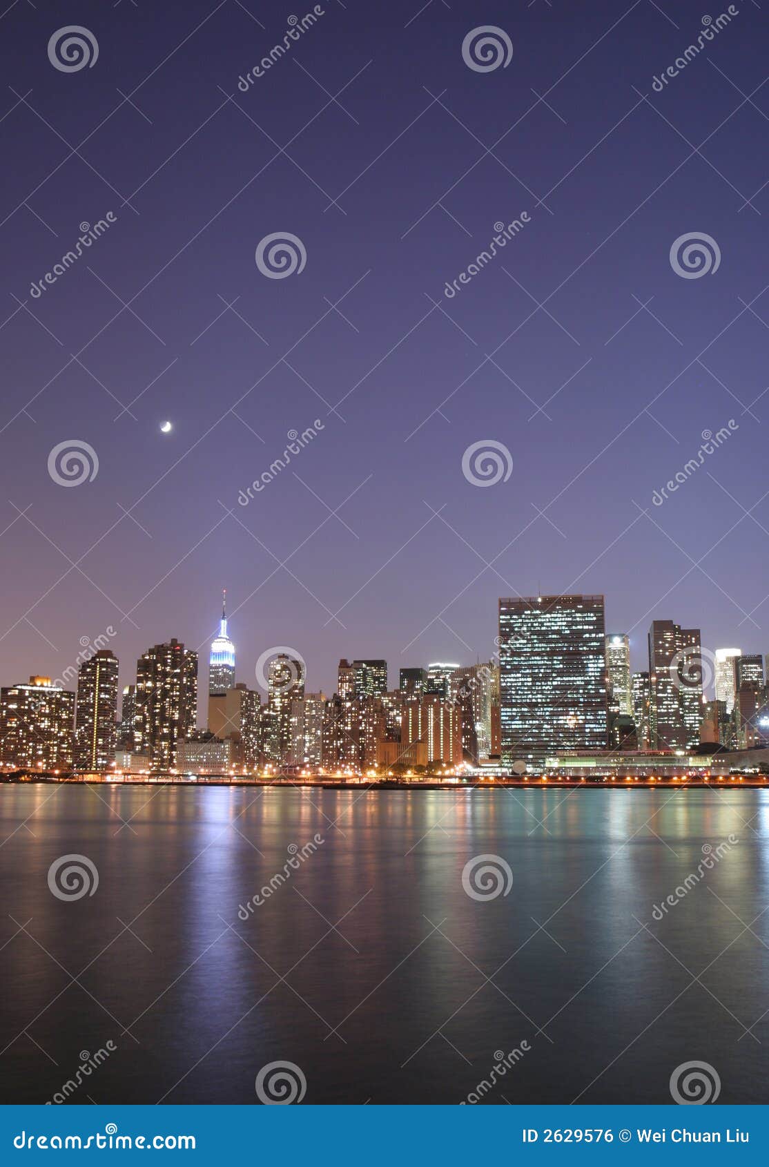 Moonlight over Manhattan stock photo. Image of landmark - 2629576