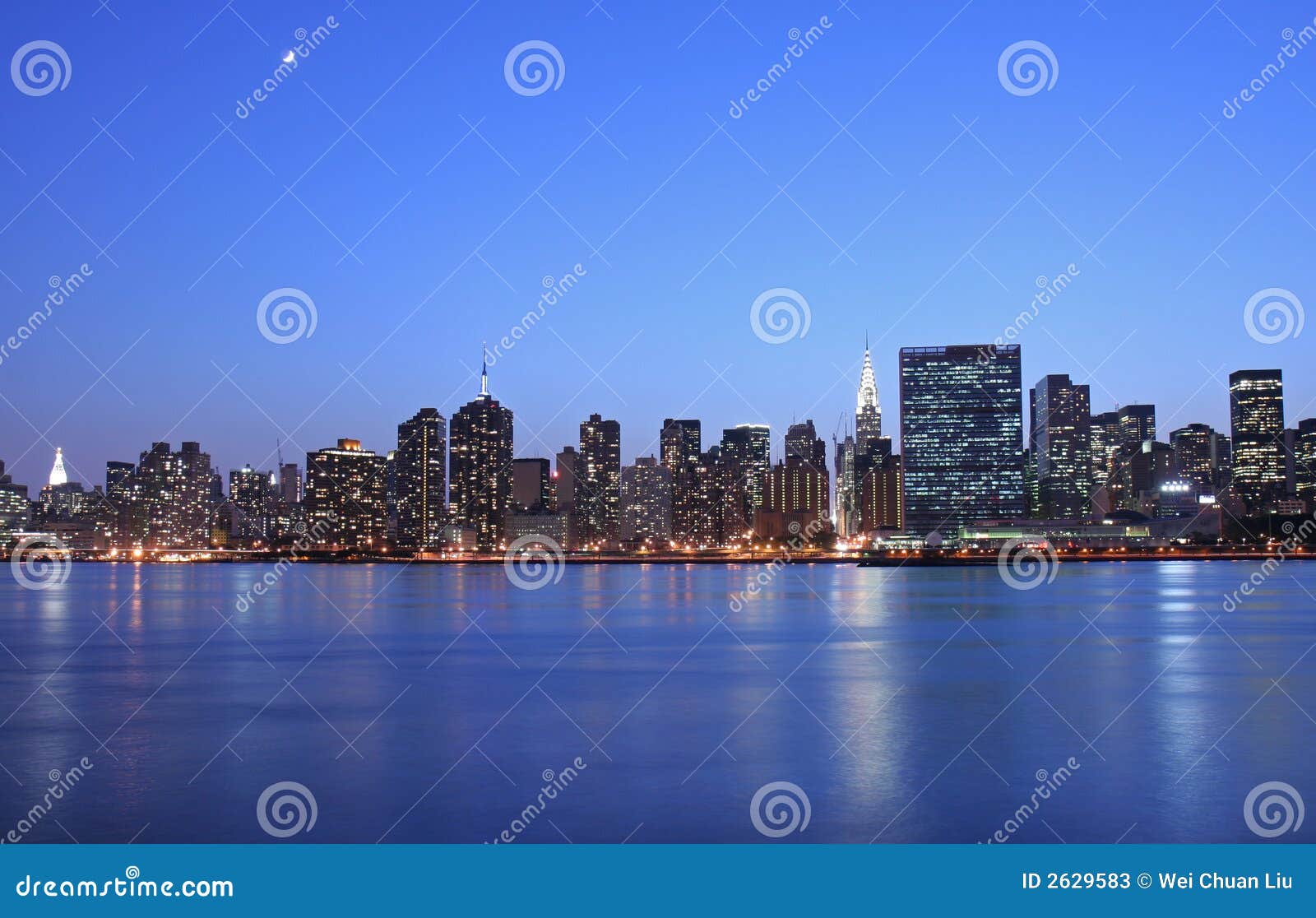 Moonlight over Manhattan stock image. Image of office - 2629583
