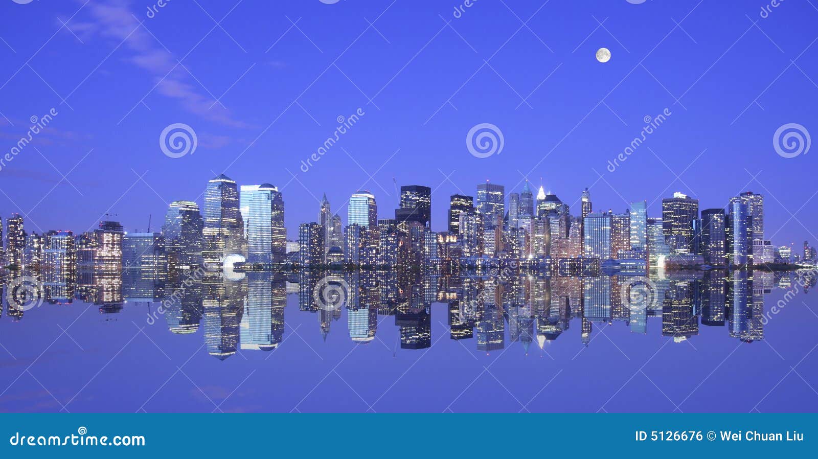 Moonlight over Manhattan stock photo. Image of metropolitan - 5126676