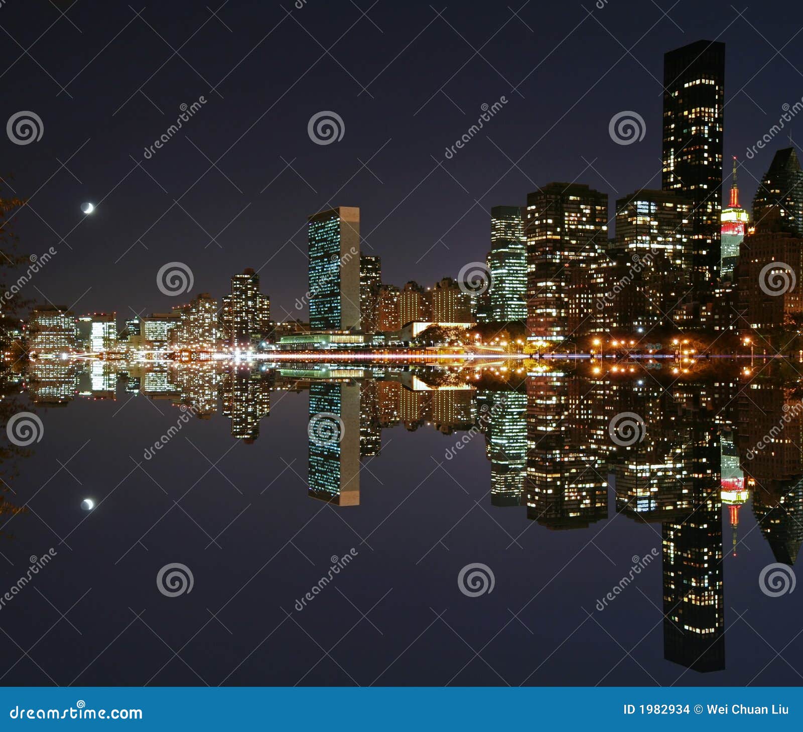Moonlight Over Midtown Manhattan Stock Photo - Image of moonlight ...