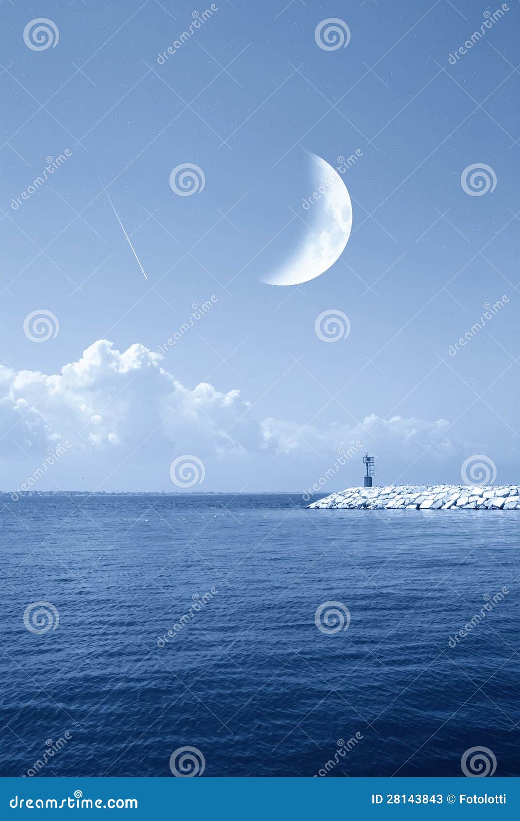 Moonlight over the ocean stock image. Image of summer - 28143843