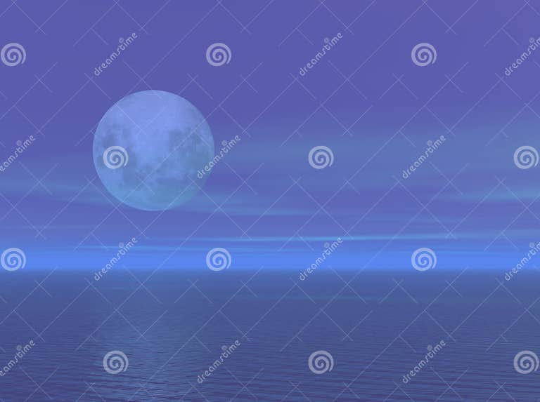 Moonlight Over the Ocean Sea Stock Illustration - Illustration of ...