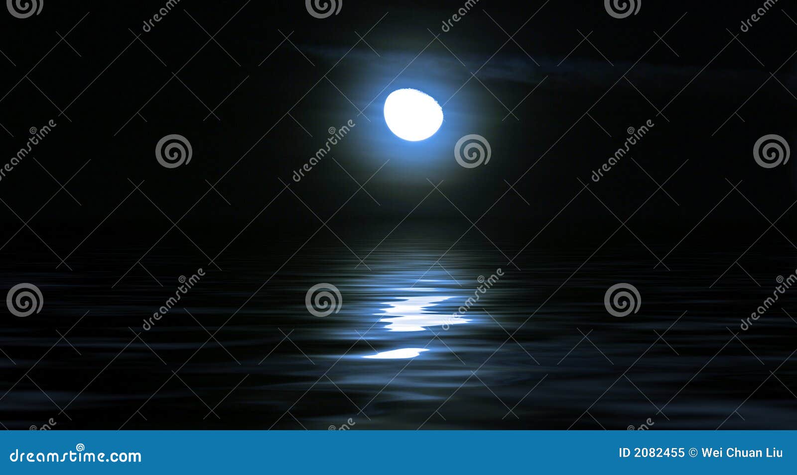 Moonlight over sea stock image. Image of clouds, water - 2082455