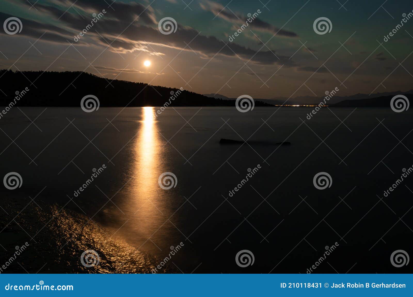 Moonlight over water stock image. Image of expanse, norway - 210118431