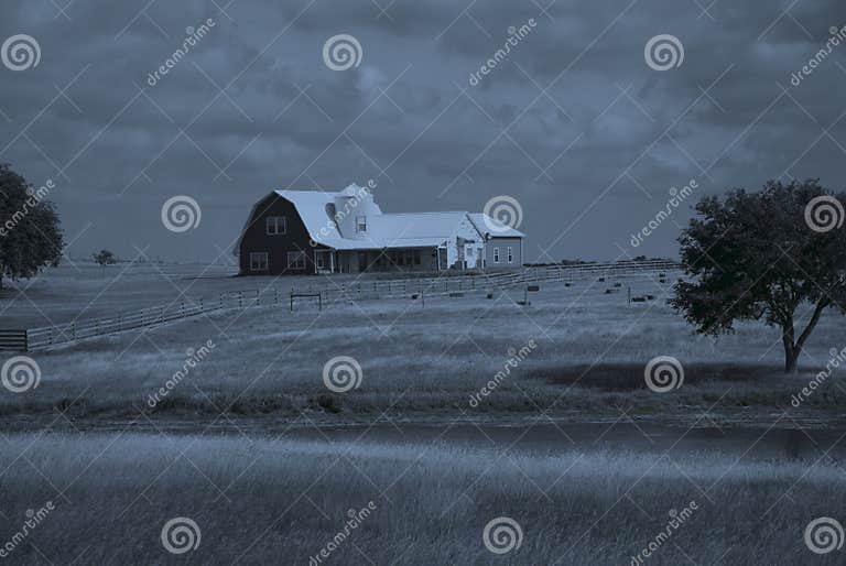 Moonlight Ranch stock image. Image of hillside, pond - 10340403
