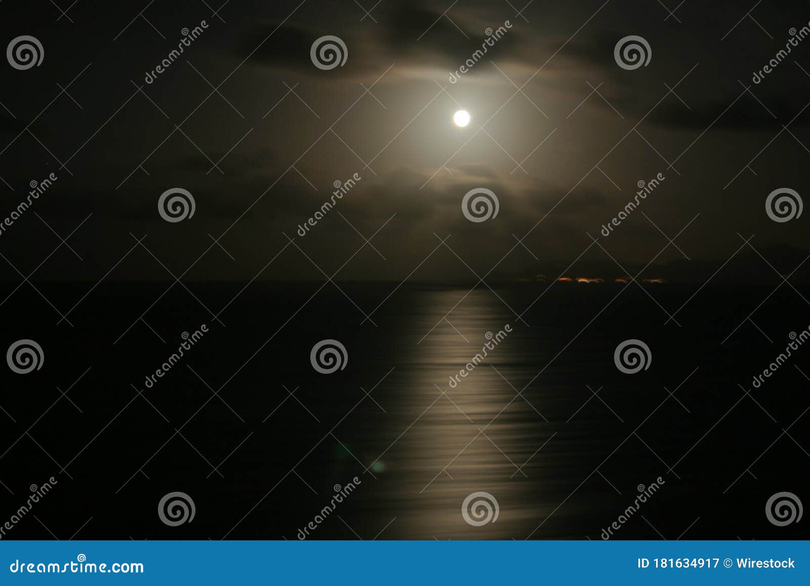 Moonlight Reflected on the Lake at Night Stock Image - Image of boat ...