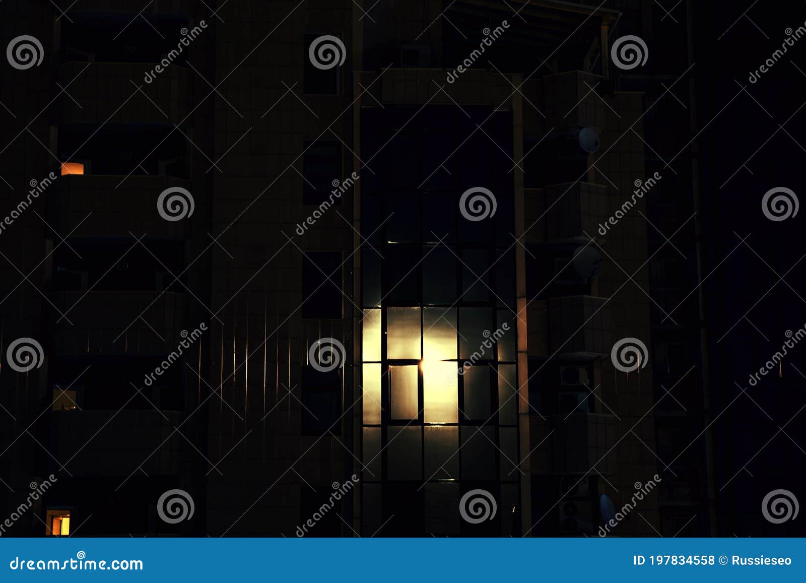 Moonlight Reflection in the Windows Stock Photo - Image of dark ...
