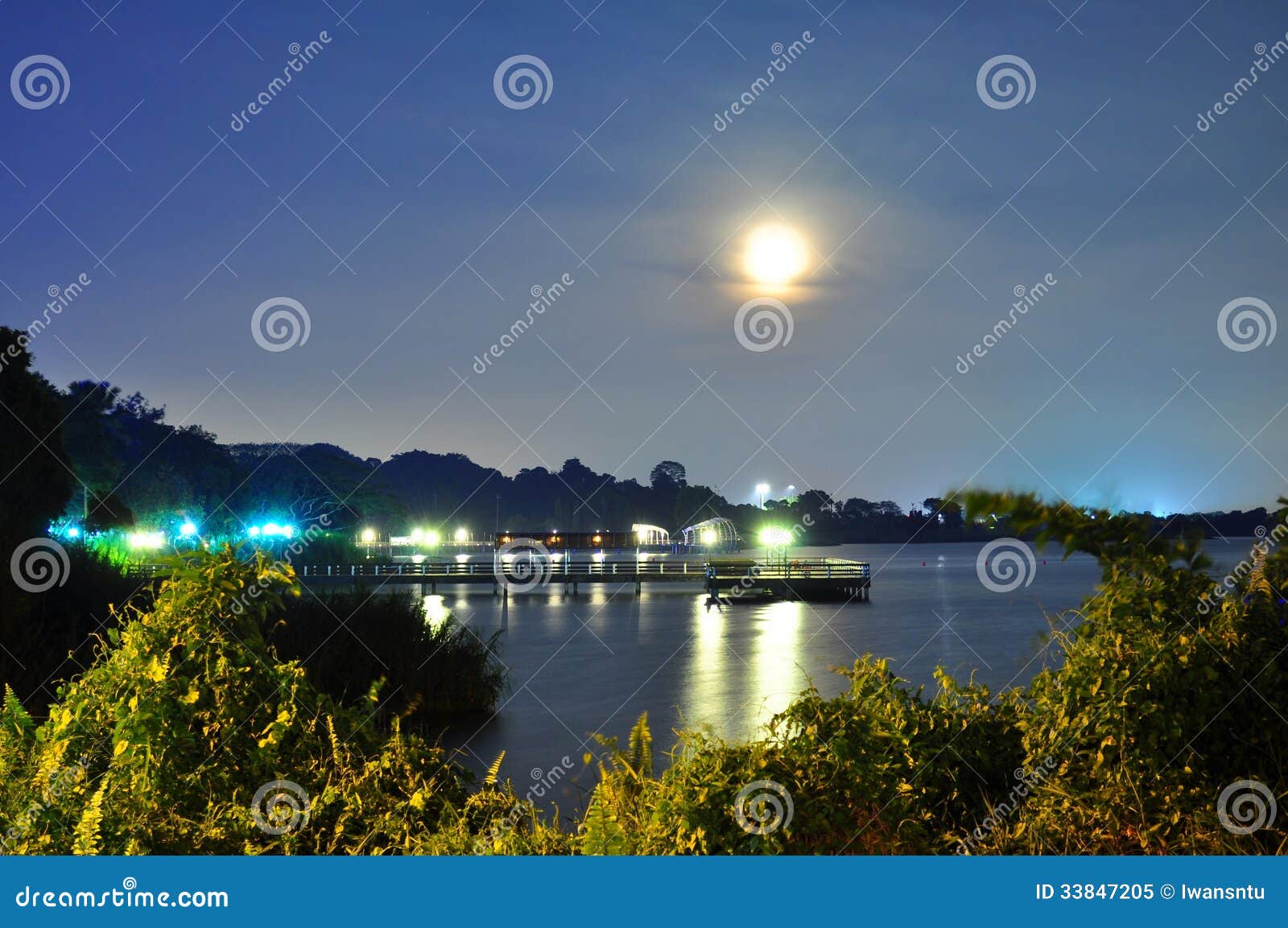Moonlight with Reflection on the Water Stock Image - Image of light ...