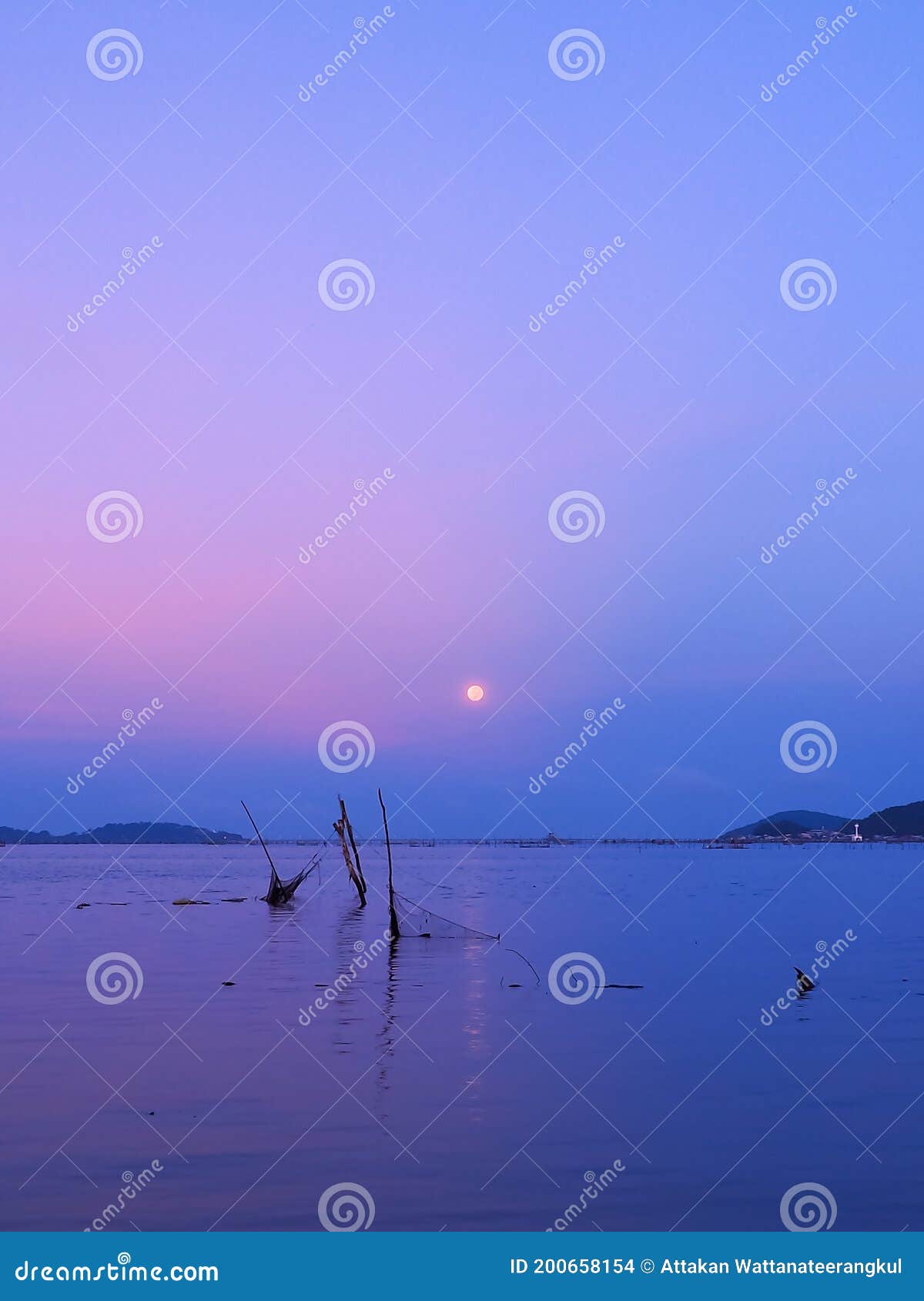 Moonlight shadow in lake stock photo. Image of beach - 200658154