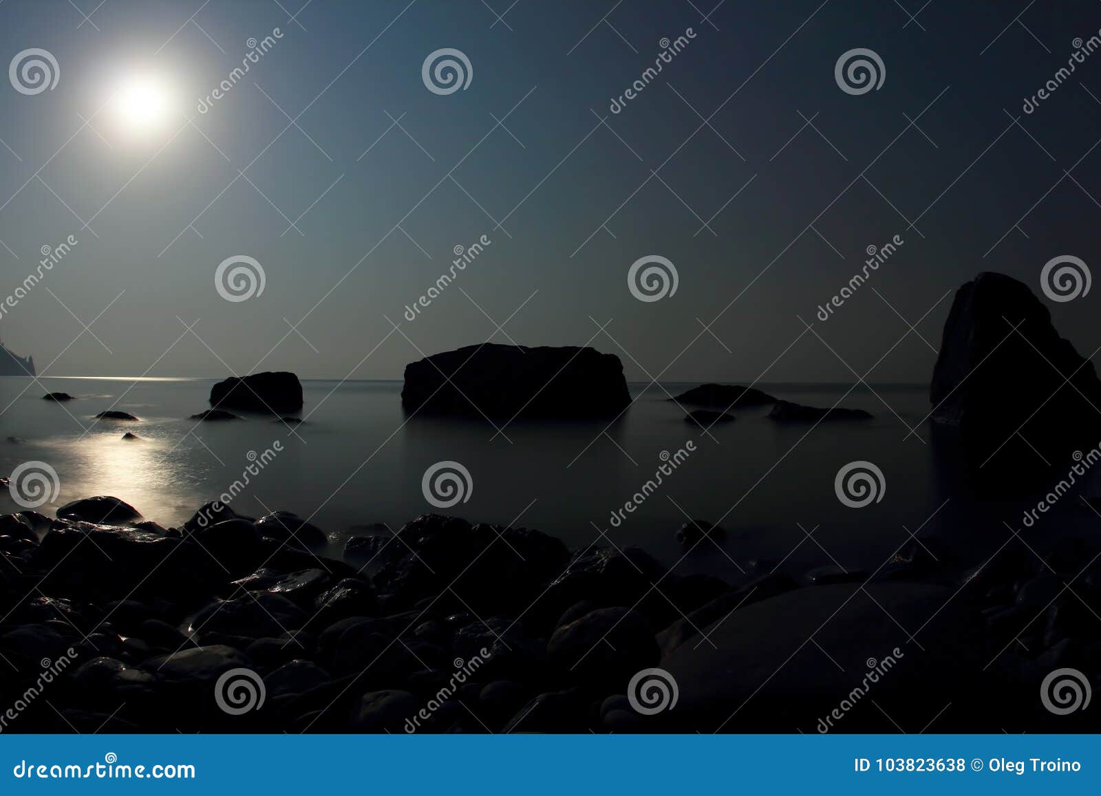 Moonlight Shines on the Sea Stock Photo - Image of surface, moonlight ...