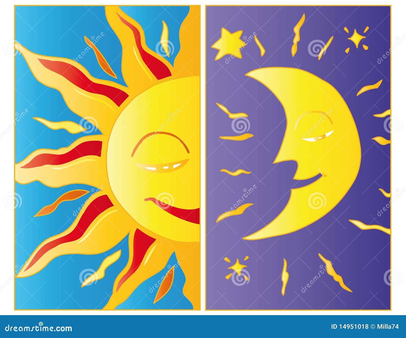 Moonlight and sunlight. stock vector. Illustration of expression - 14951018