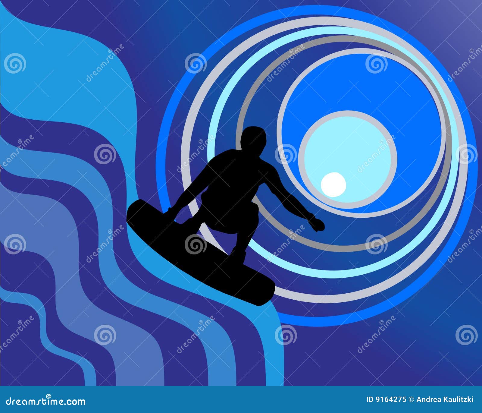 Moonlight surfing stock vector. Illustration of play, hawaiian - 9164275