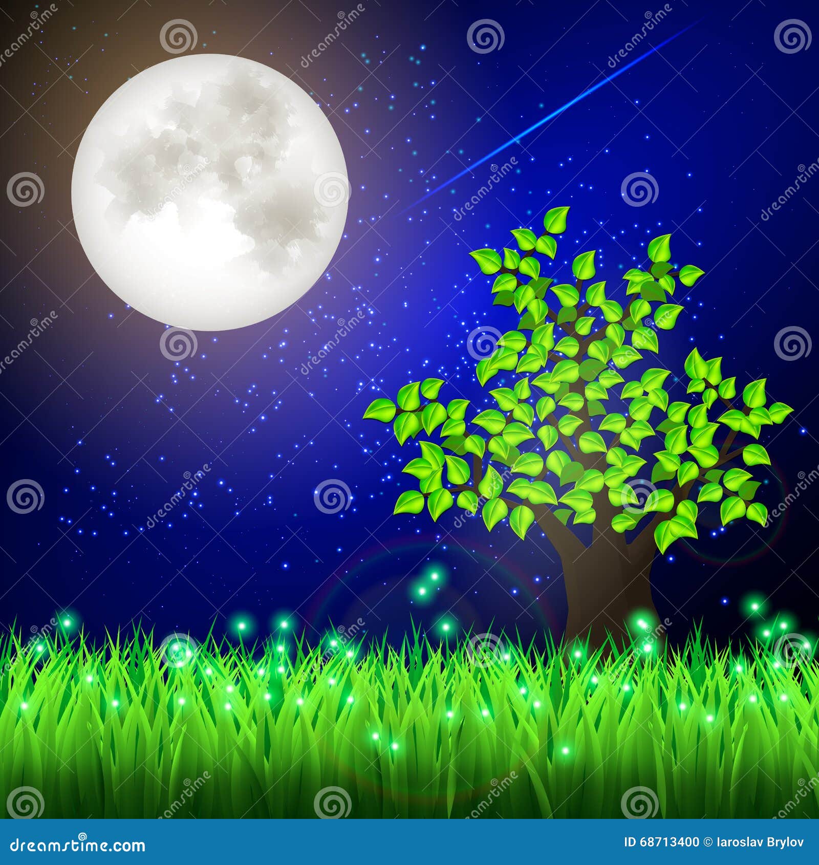 Moonlight Vector Illustration Stock Vector - Illustration of morning ...